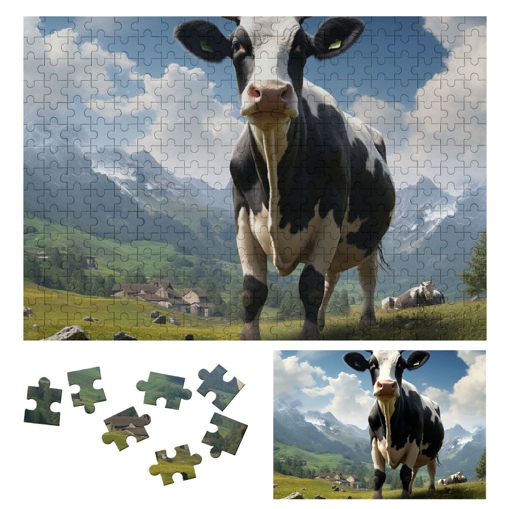 JRXY Cow Mountains Field Wooden Puzzle Game Toy Gift for Family Friends ...