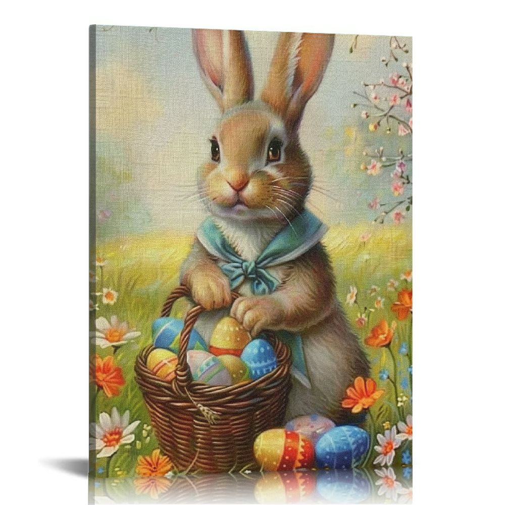 JRXY Cute Easter Bunny Poster Easter, Over His Easter Eggs Poster ...