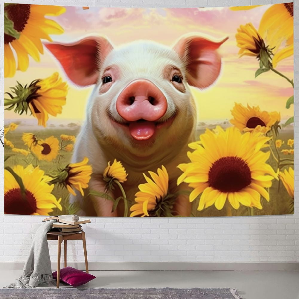 JRXY Cute Pig Sunflower Pig Village Tapestry Painting - Walmart.com