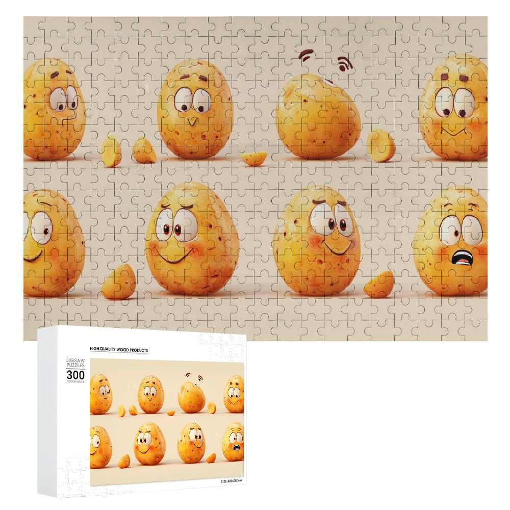 JRXY Cute Round Potatoes Wooden Jigsaw Puzzle for Adults and Kids ...