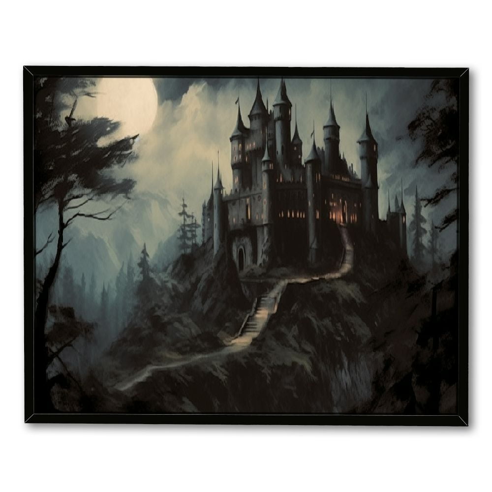 JRXY Dark and Moody Halloween Wall Art Dracula's Castle Posters for ...