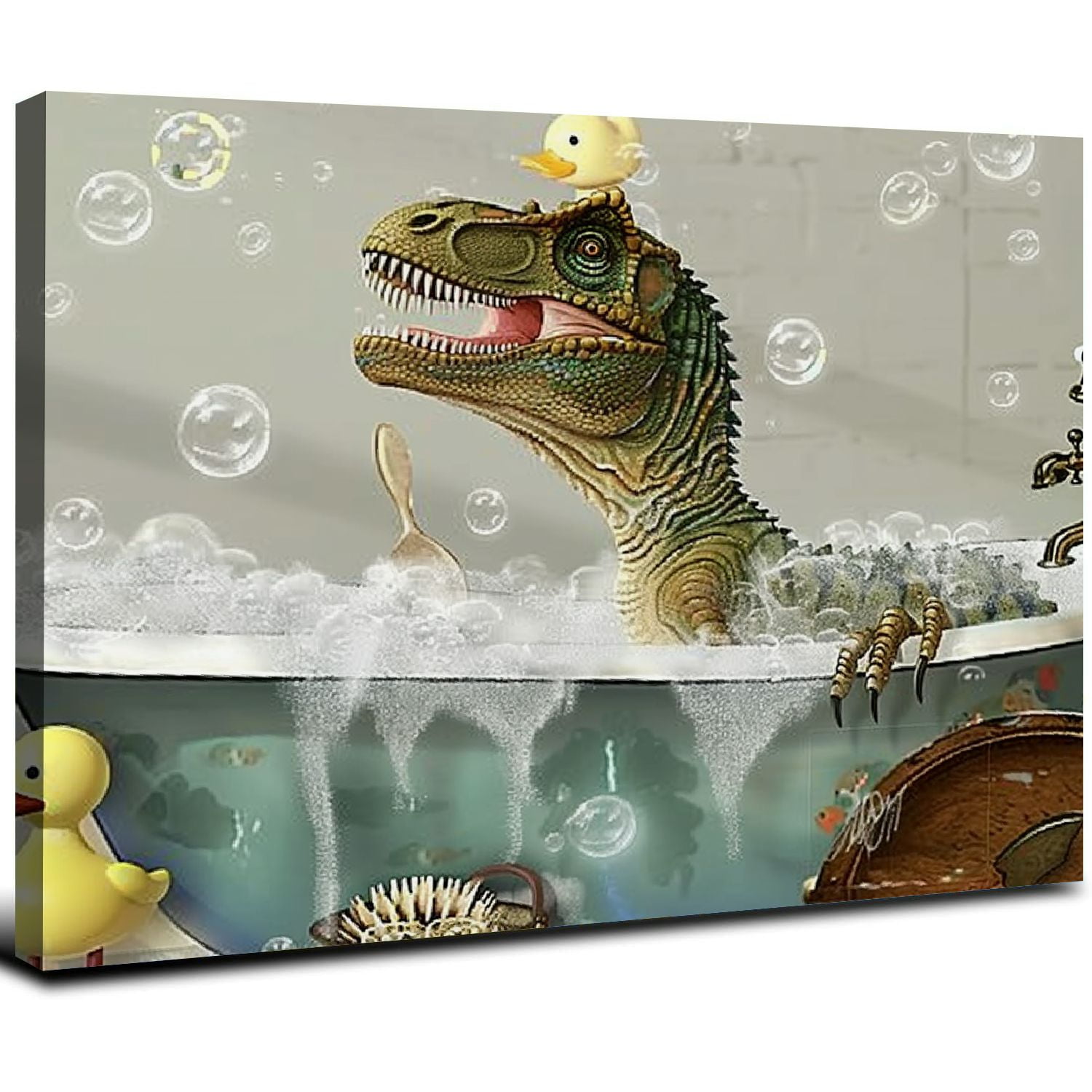 JRXY Dinosaur Bathroom Decor Wall Art Dinosaur in Bathtub Pictures Wall ...
