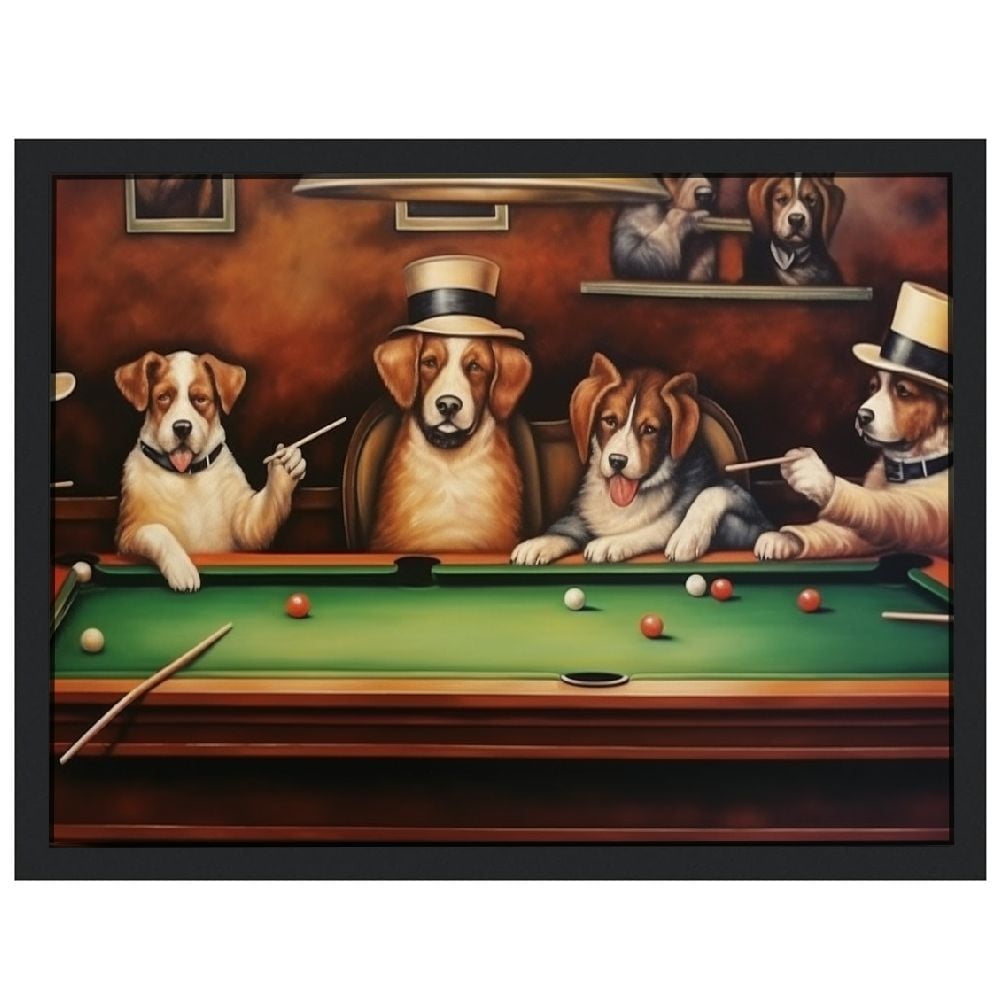 JRXY Dogs Playing Billiards Wall Canvas Painting, Contemporary Wall Art ...