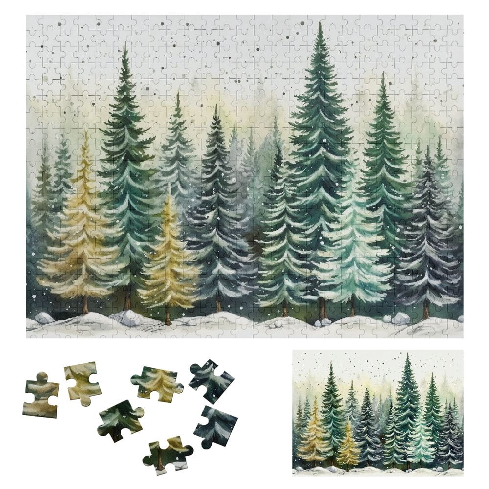JRXY Evergreen Trees Snow Wooden Jigsaw Puzzle for Adults and Kids ...