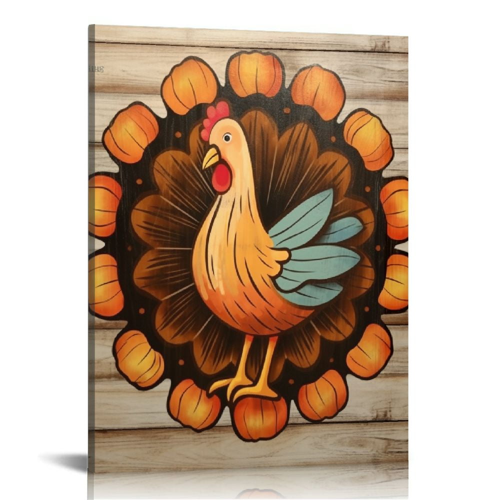JRXY Fall Thanksgiving Turkey Print Canvas Wall Art Decor 16x20in ...