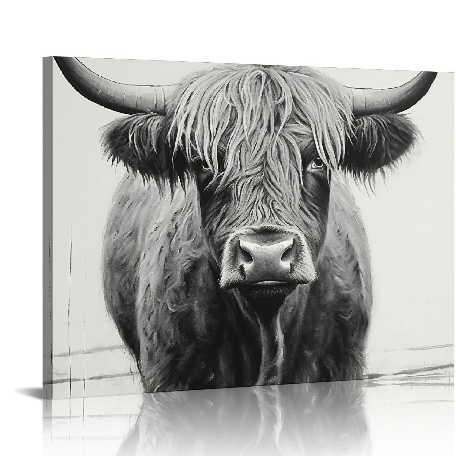 JRXY Farmhouse Highland Cow Wall Art Black and White Cow Bathroom ...