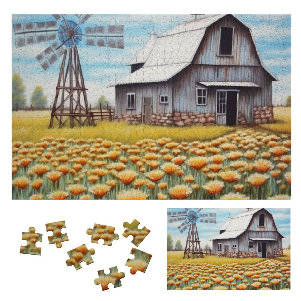 JRXY Field of Flowers Wooden Jigsaw Puzzle for Adults and Kids ...