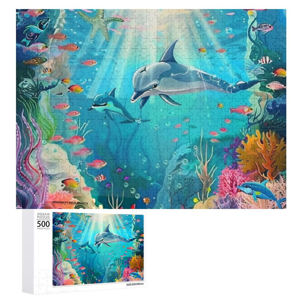 JRXY Fish Coral Reefs Sea Diversity Habitats Blue Red Wooden Jigsaw ...