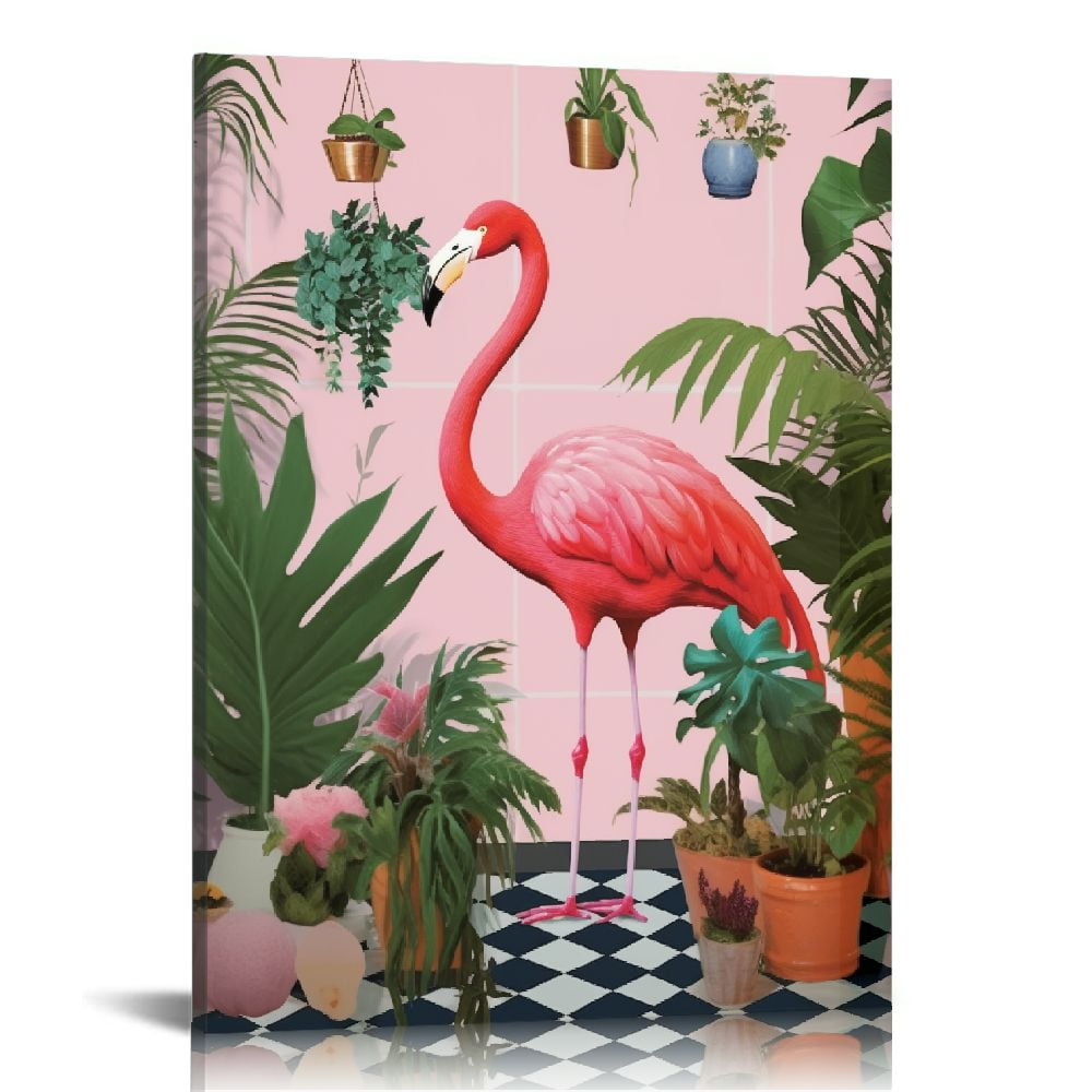 JRXY Flamingo Wall Art - Flamingos Decor Pink, Boho Flamingos Poster ...