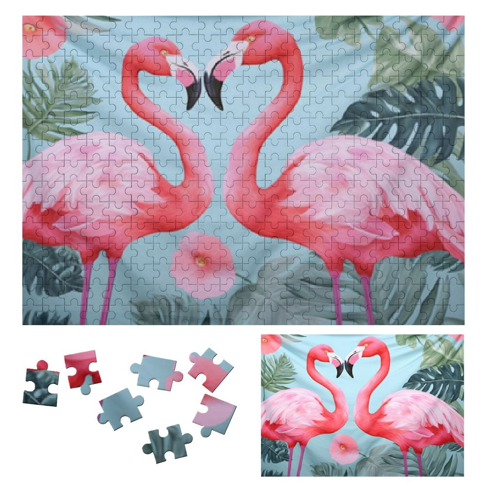 JRXY Flamingos Flowers Leaves Wood Puzzle Game Toy Gift for Family ...