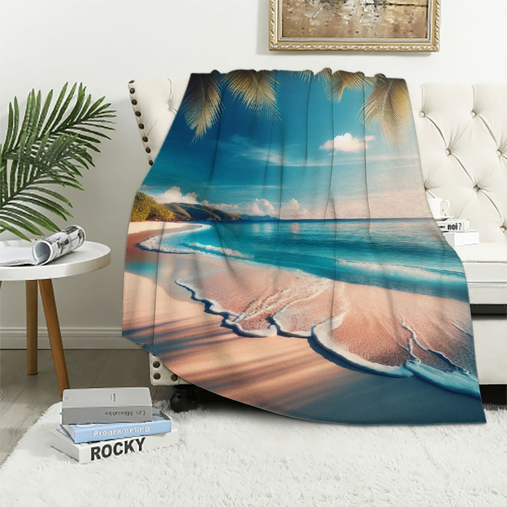 JRXY Flannel Fleece Blanket Tropical Palm Tree Summer Holiday Outdoor ...