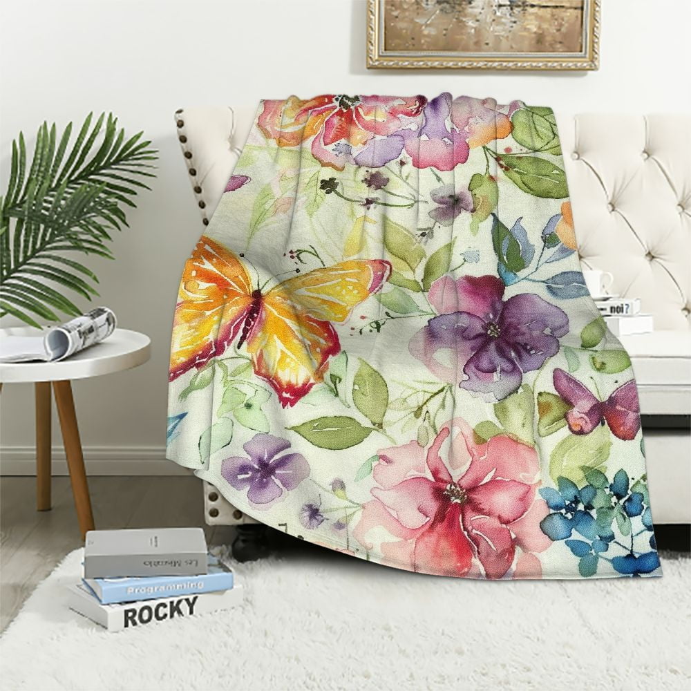 JRXY Floral Blanket, Flower Blanket Botanical Spring Flowers Blanket ...