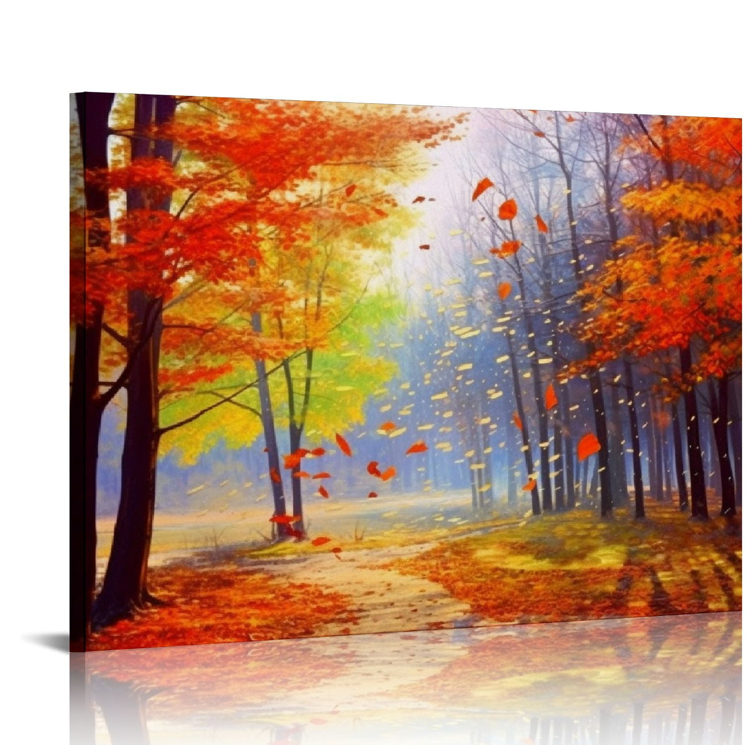 JRXY Forest Wall Art Modern Canvas Painting Red Maple Trees Prints ...