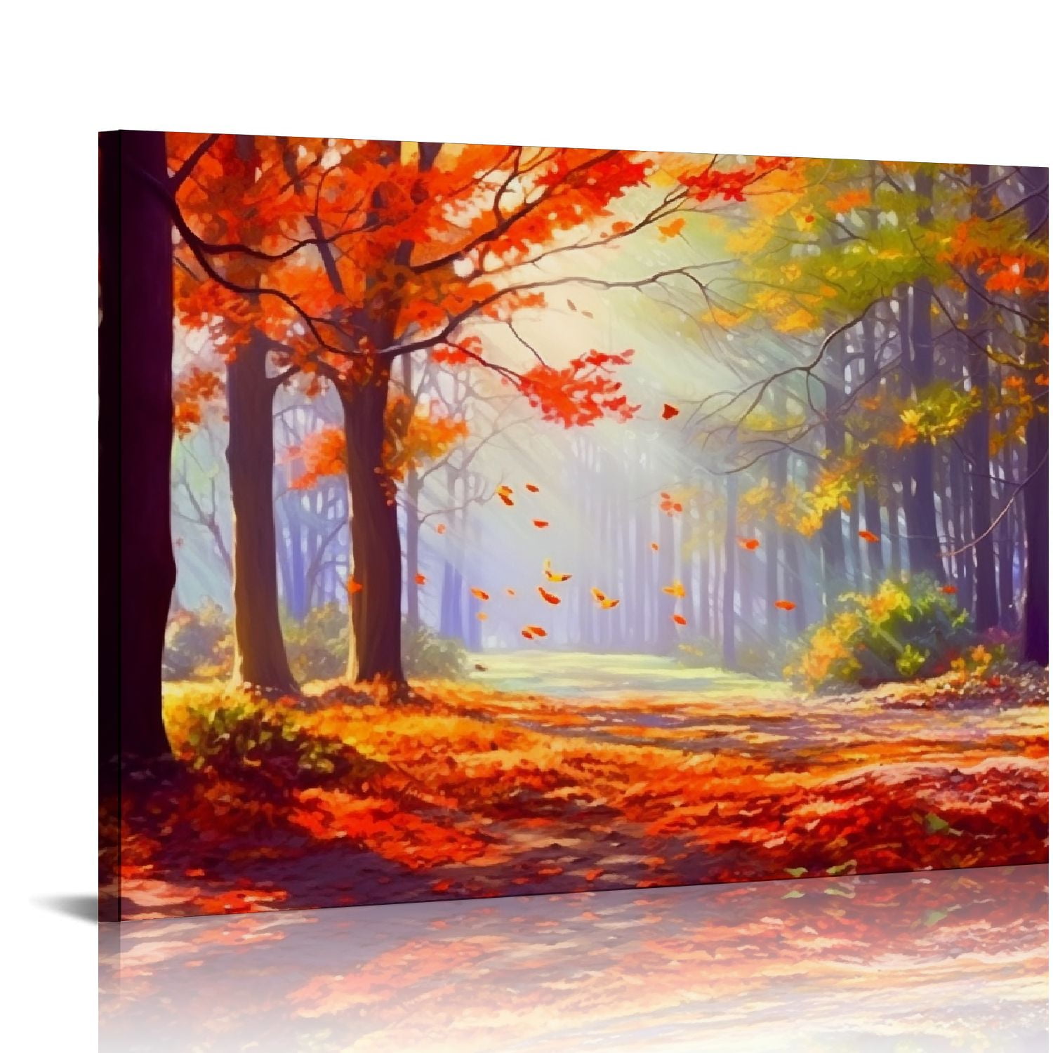 JRXY Forest Wall Art Modern Canvas Red Maple Trees Prints Artwork for ...