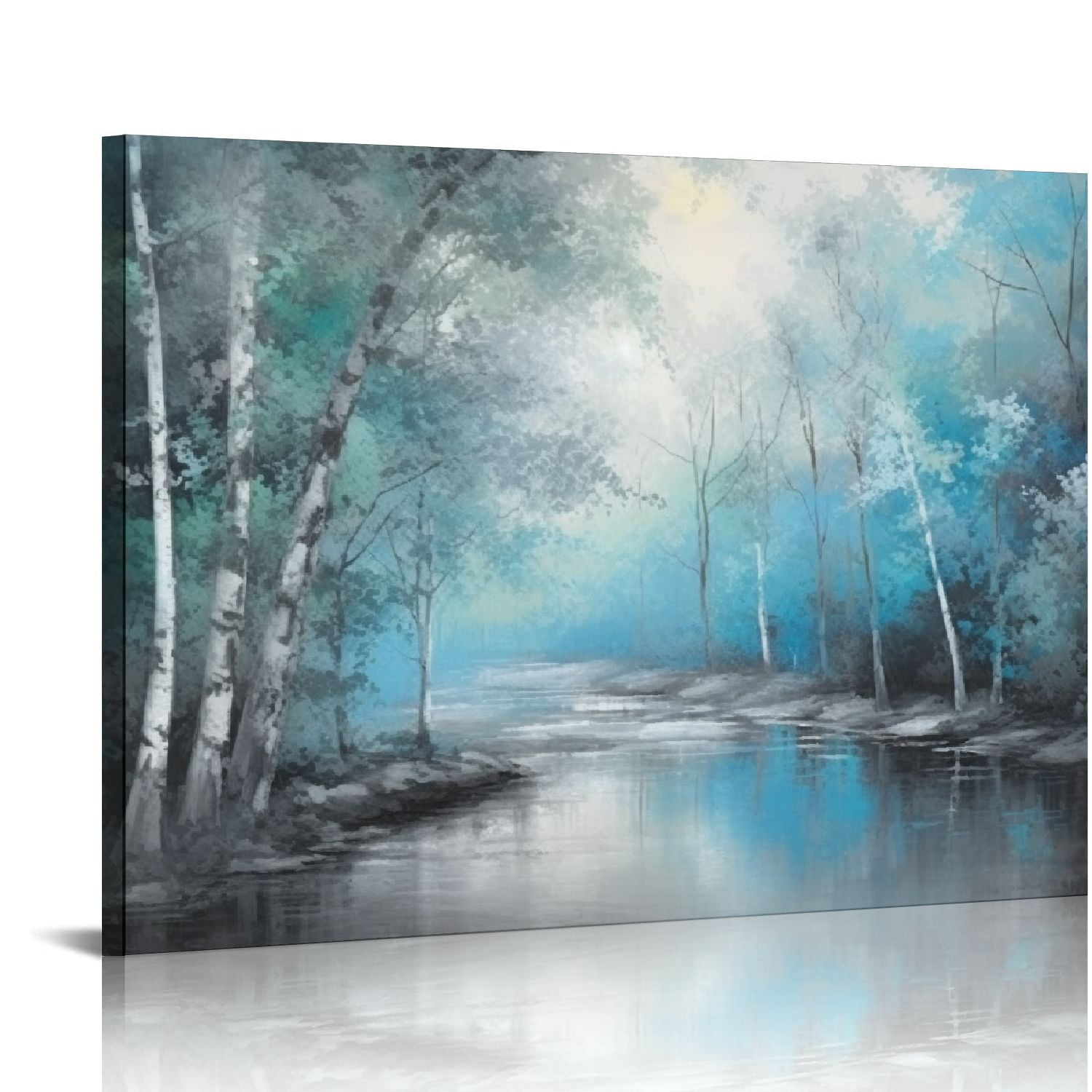 JRXY Forest Wall Decor Blue Canvas Prints Botanical Plant Art White ...