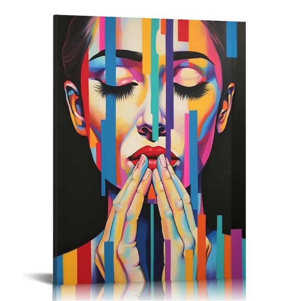 JRXY Framed Colorful African American Girl Prayer Painting Abstract ...