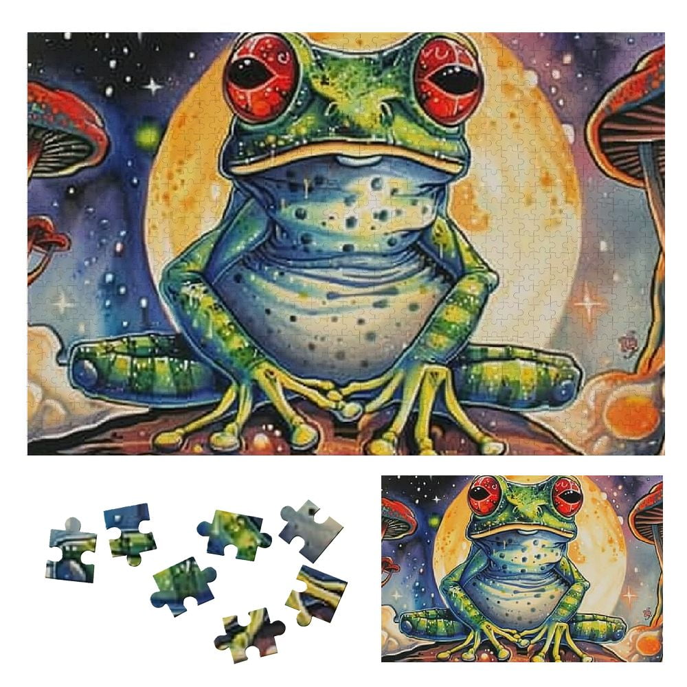 JRXY Frog Moon Stars Wooden Jigsaw Puzzle Challenging Difficult Wood ...