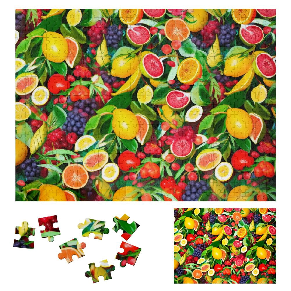 JRXY Fruit Leaves Pattern Wooden Jigsaw Puzzle for Adults and Kids Gift ...