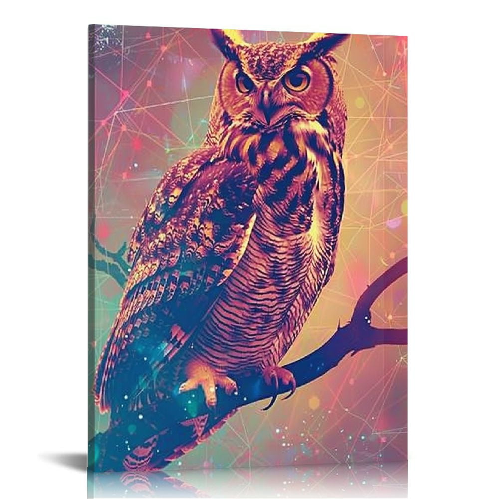 JRXY Geometric Owl Minimalist Art Design Canvas Wall Art Prints ...