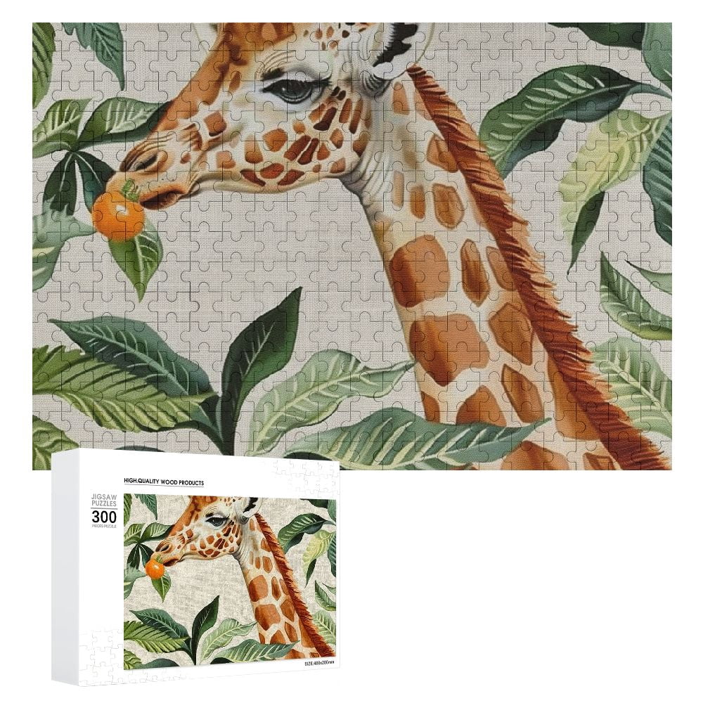 JRXY Giraffe Leaves Tree Wooden Jigsaw Puzzle for Adults and Kids Gift ...