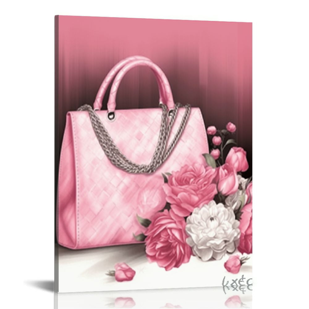 JRXY Glam Fashion Picture Pink Blush Wall Art Leopard Books Canvas ...