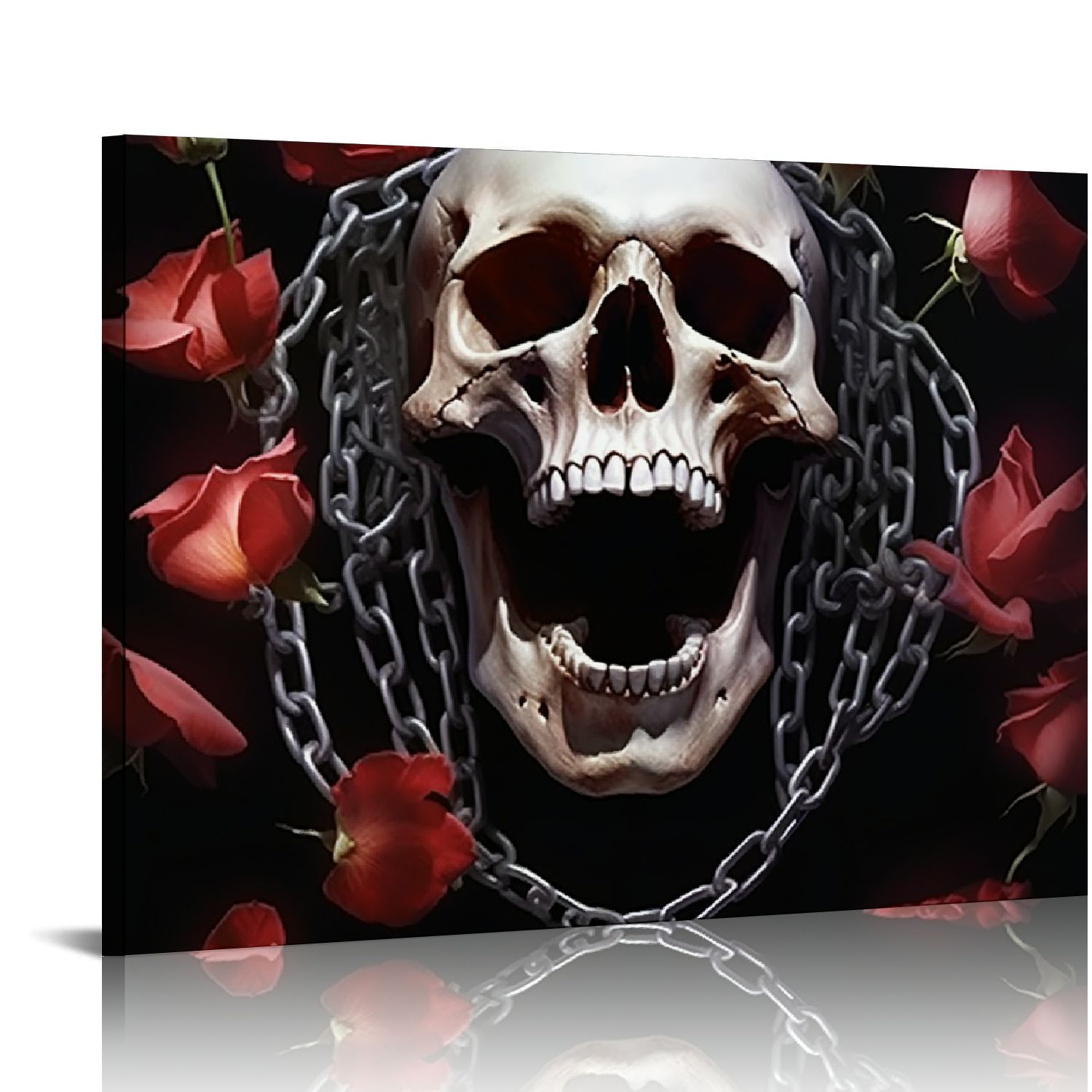 JRXY Gothic Canvas Art Skull Wall Painting Poster Red and Black ...
