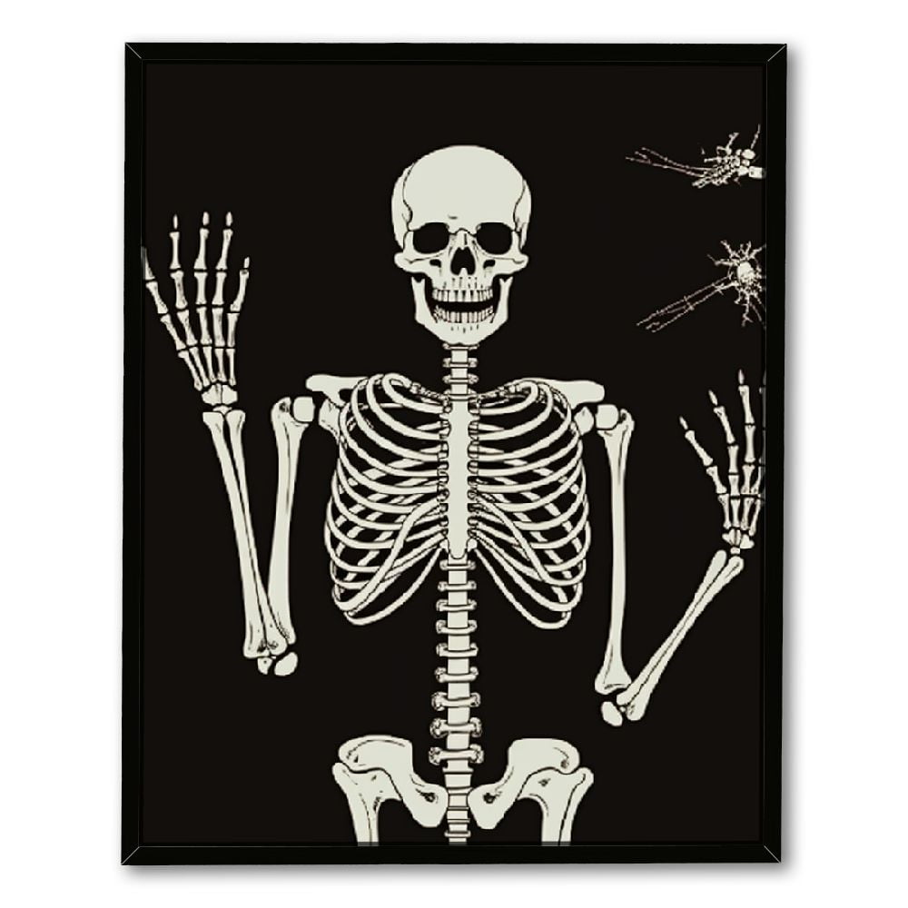 JRXY Halloween Wall Art Prints Vintage Black Cat Skull Skeleton Moon ...