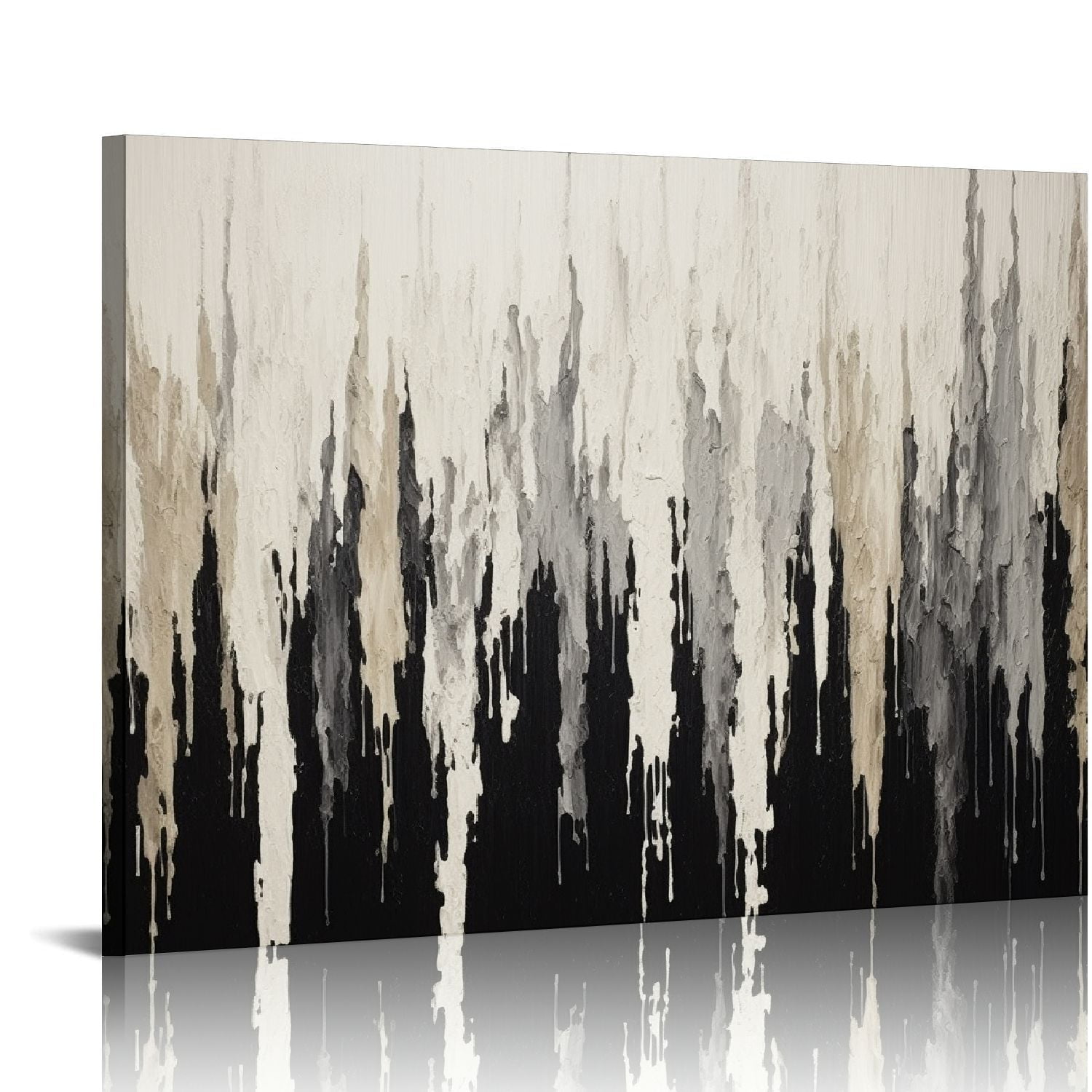 JRXY Hand-Painted Abstract Oil Painting on Canvas - Black and White ...