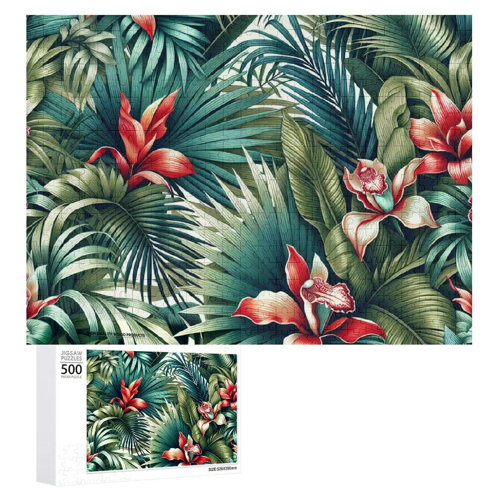 JRXY Hawaii Aloha Tropical Flowers Print Colorful Wooden Jigsaw Puzzle ...