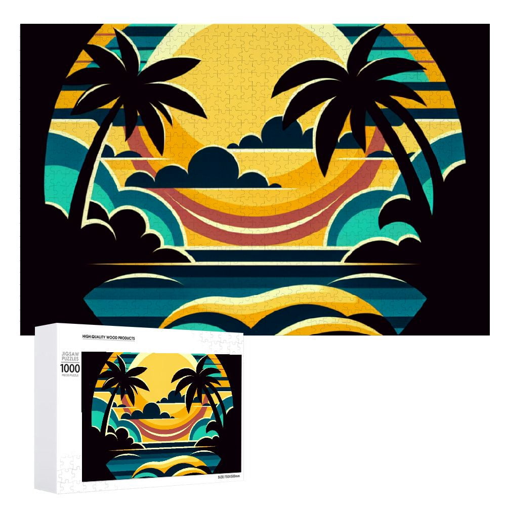 JRXY Hawaii Beach Vintage Palm Tree Sun Tropical Island Giant Wave ...