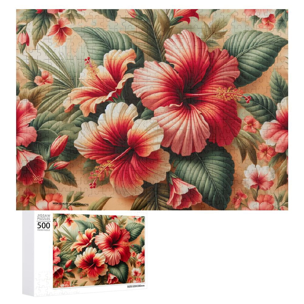 JRXY Hawaiian Tropical Leaf Palm Banana Leaves Spring Hibiscus Plumeria ...