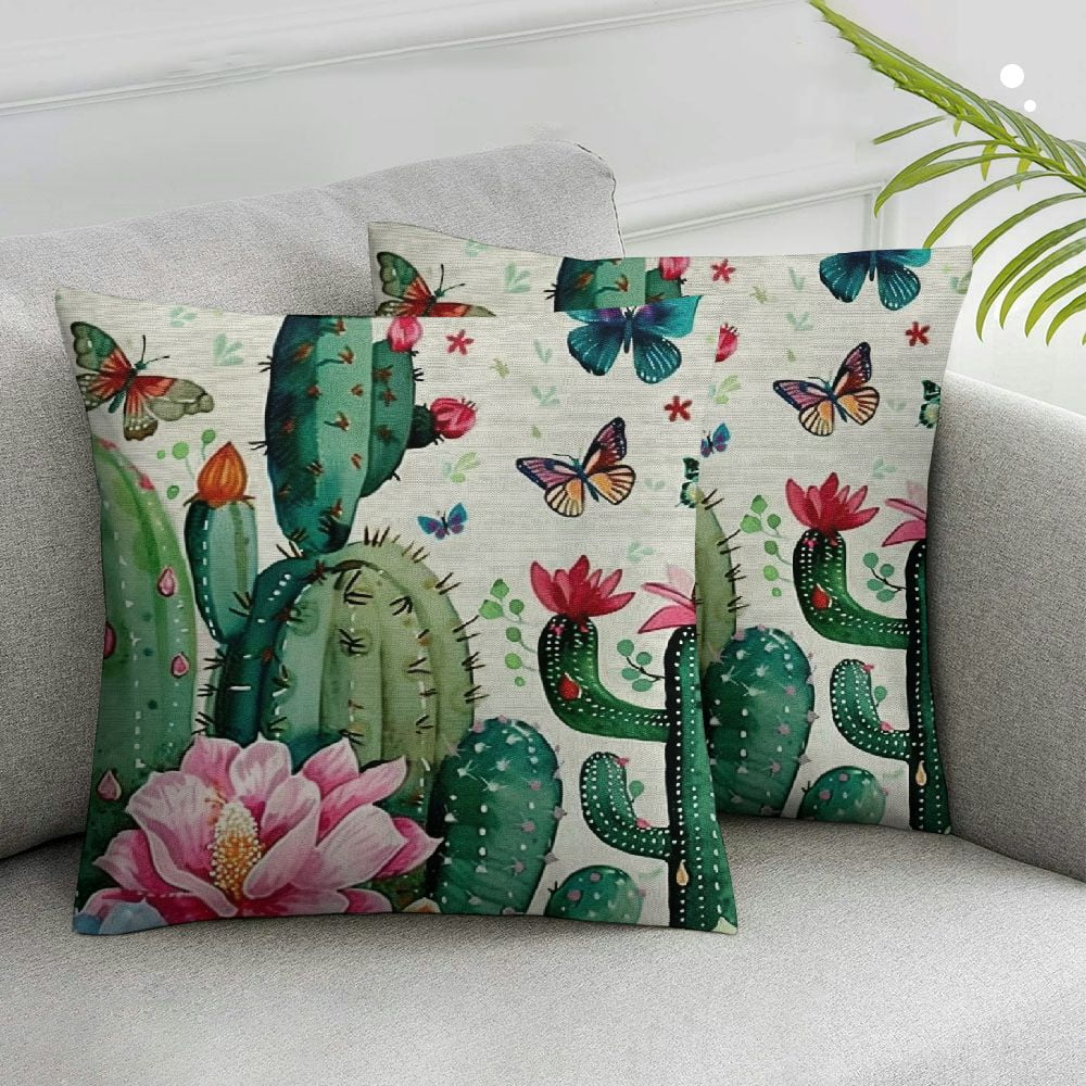 JRXY Hello Spring Cactus Decorative Throw Pillow Covers, Stay Awhile ...