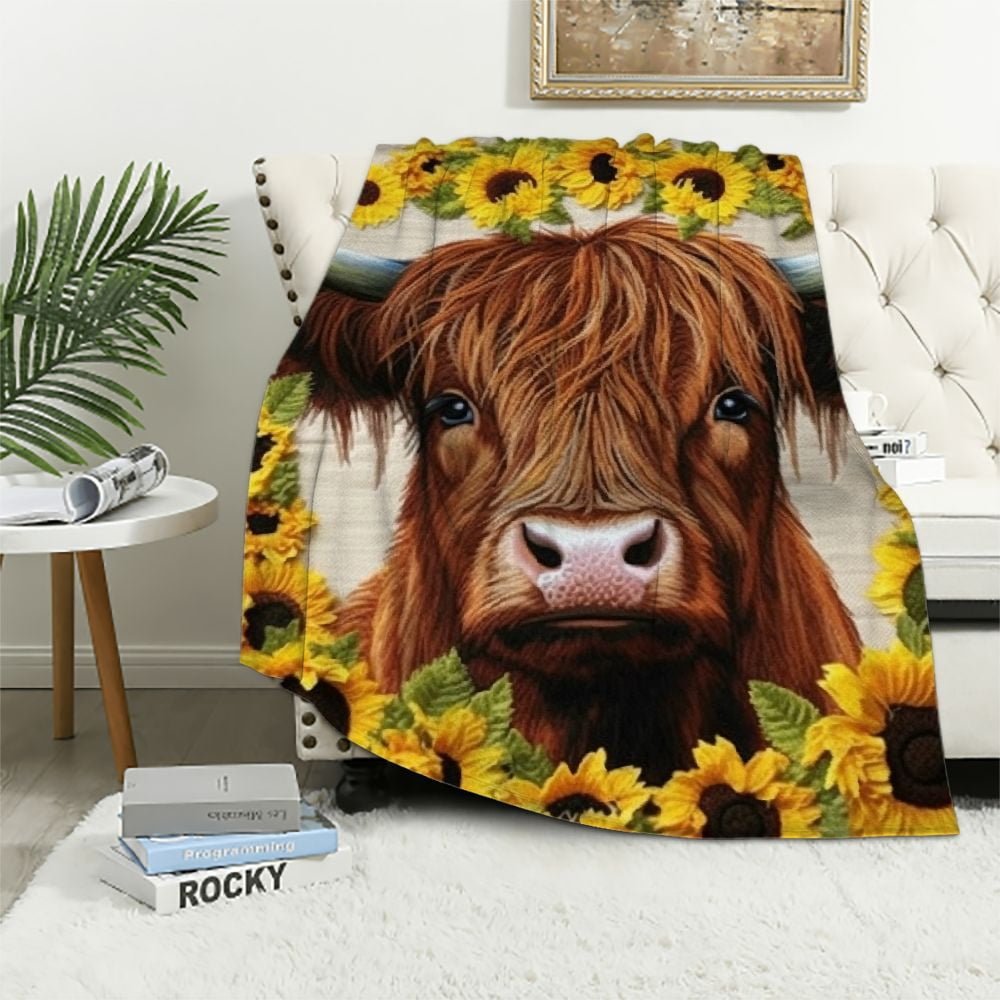 JRXY Highland Cow Throw Blanket for Bed Sofa CouchKids Highland Cattle ...