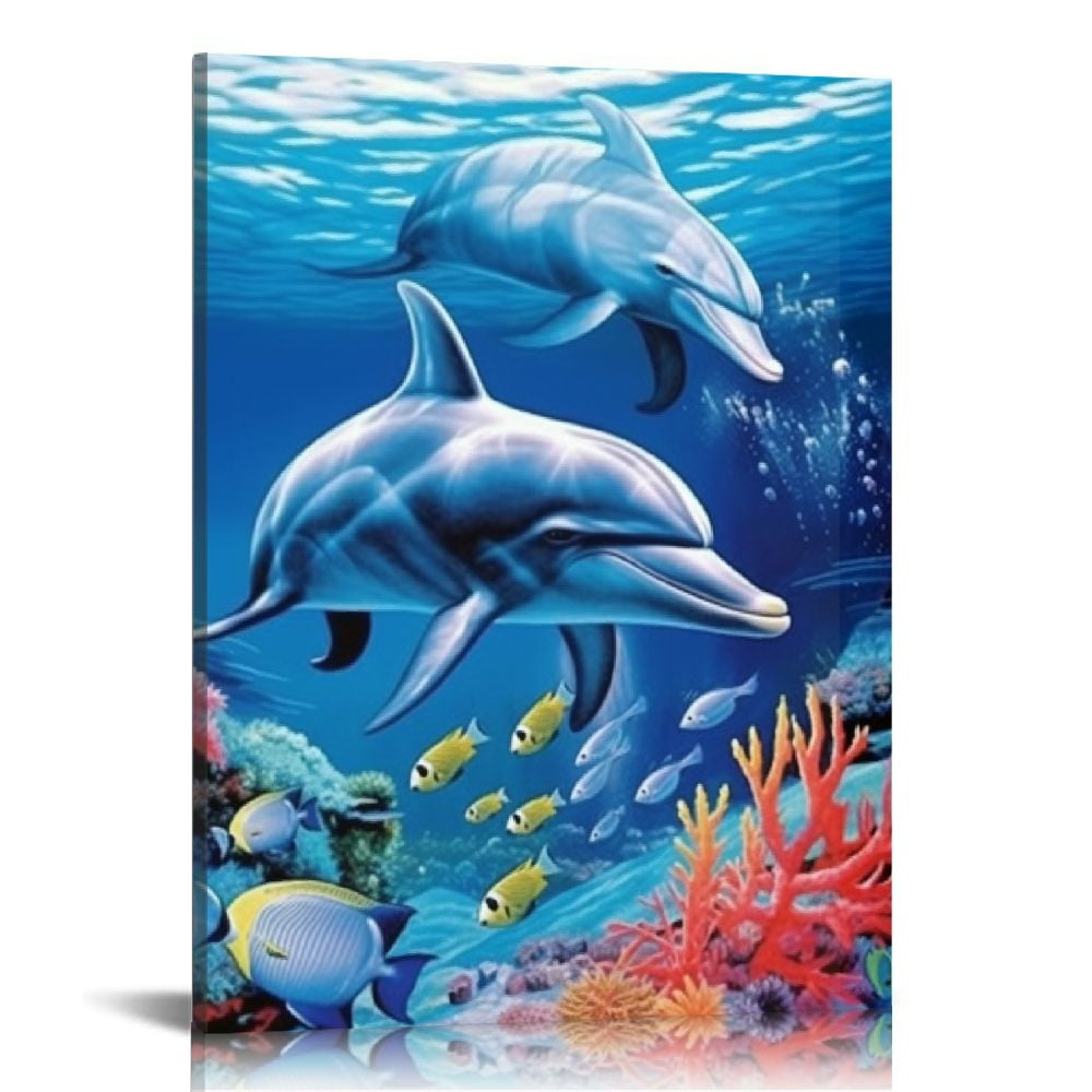 JRXY Home Wall Art Decor Lenticular Pictures, Dolphin Collection ...
