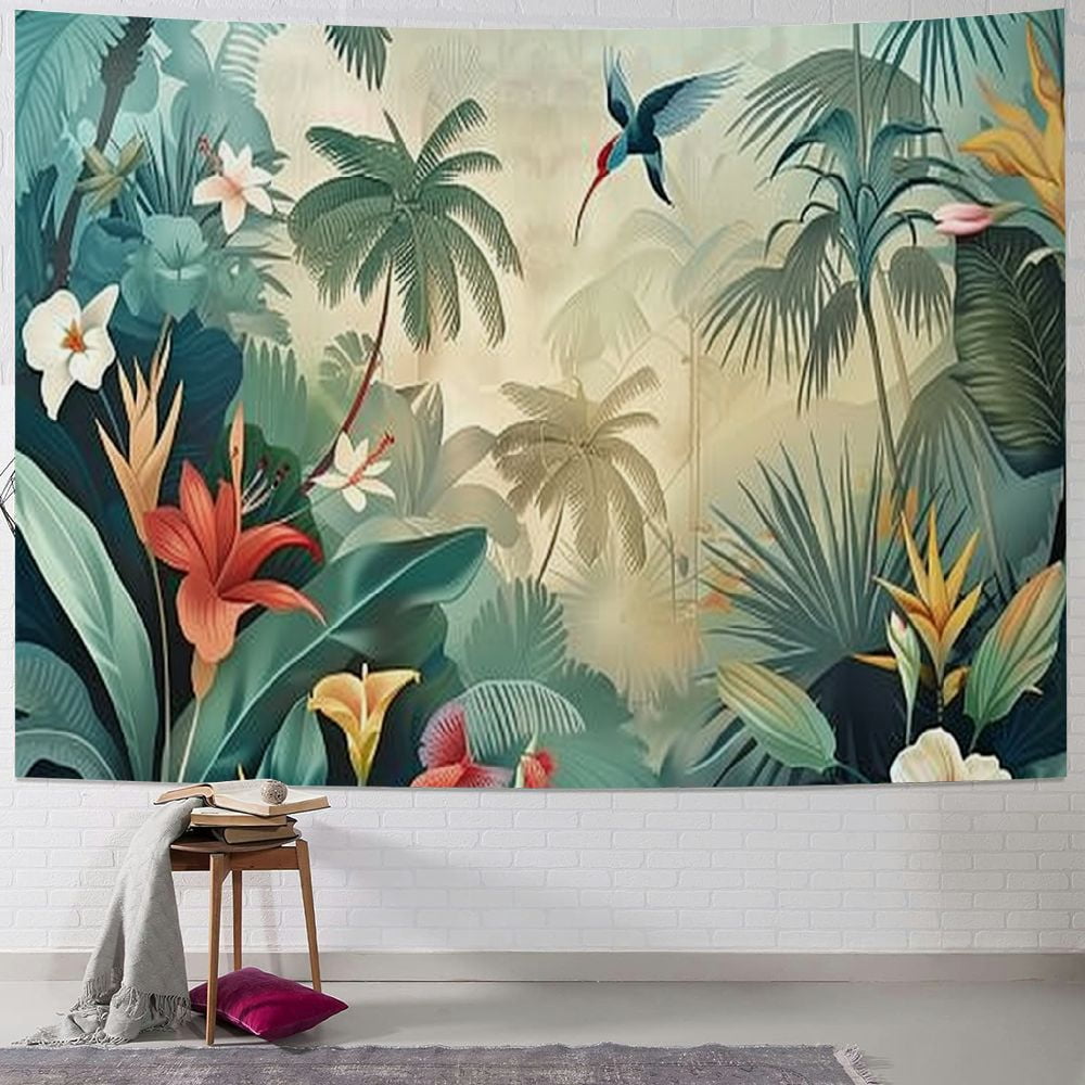 JRXY Home Wall Tapestry Art Flower Plant Leaves Trees Sunset Road, Ink ...
