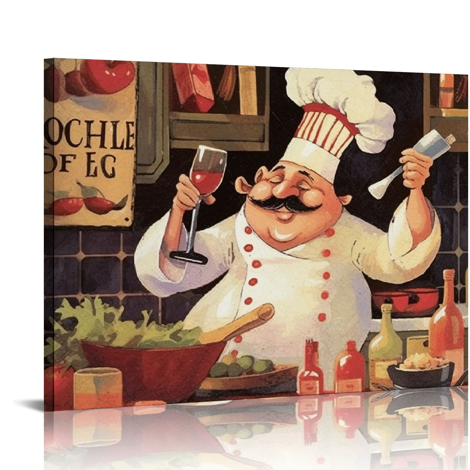 JRXY Home is in The Kitchen with Happy Chef Illustration Wall Art ...