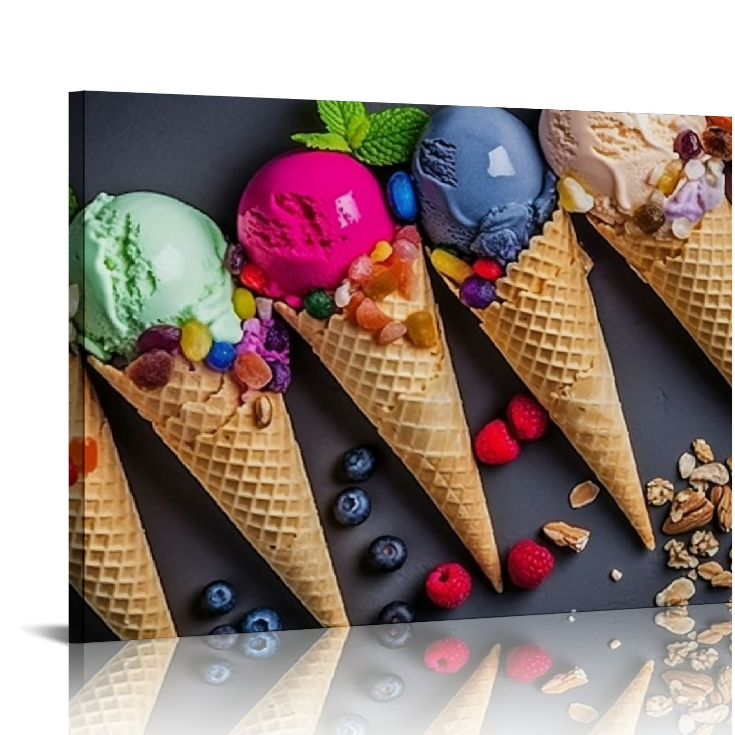 JRXY Ice Cream Waffle Cones Canvas Poster Modern Aesthetic Picture Wall ...