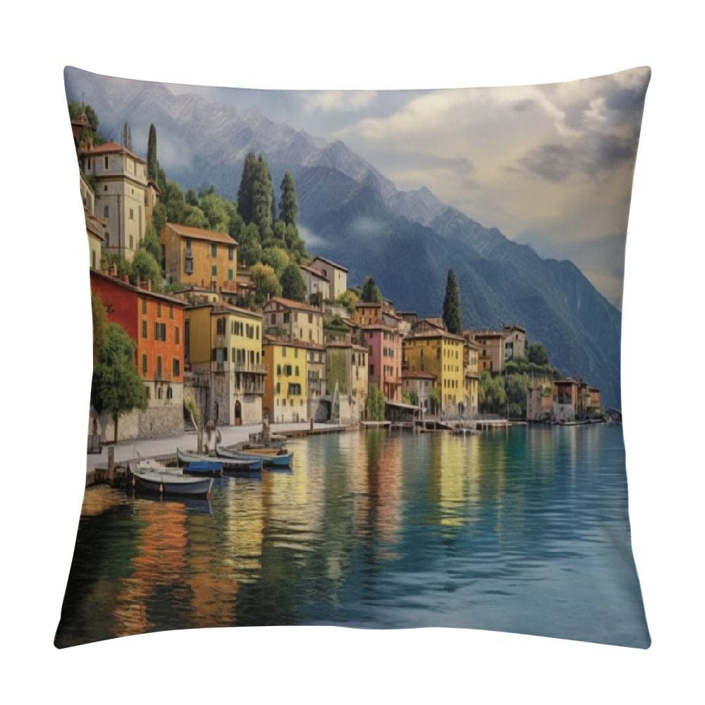 JRXY Italian Throw Pillow Cushion Cover, Summer Village by The ...