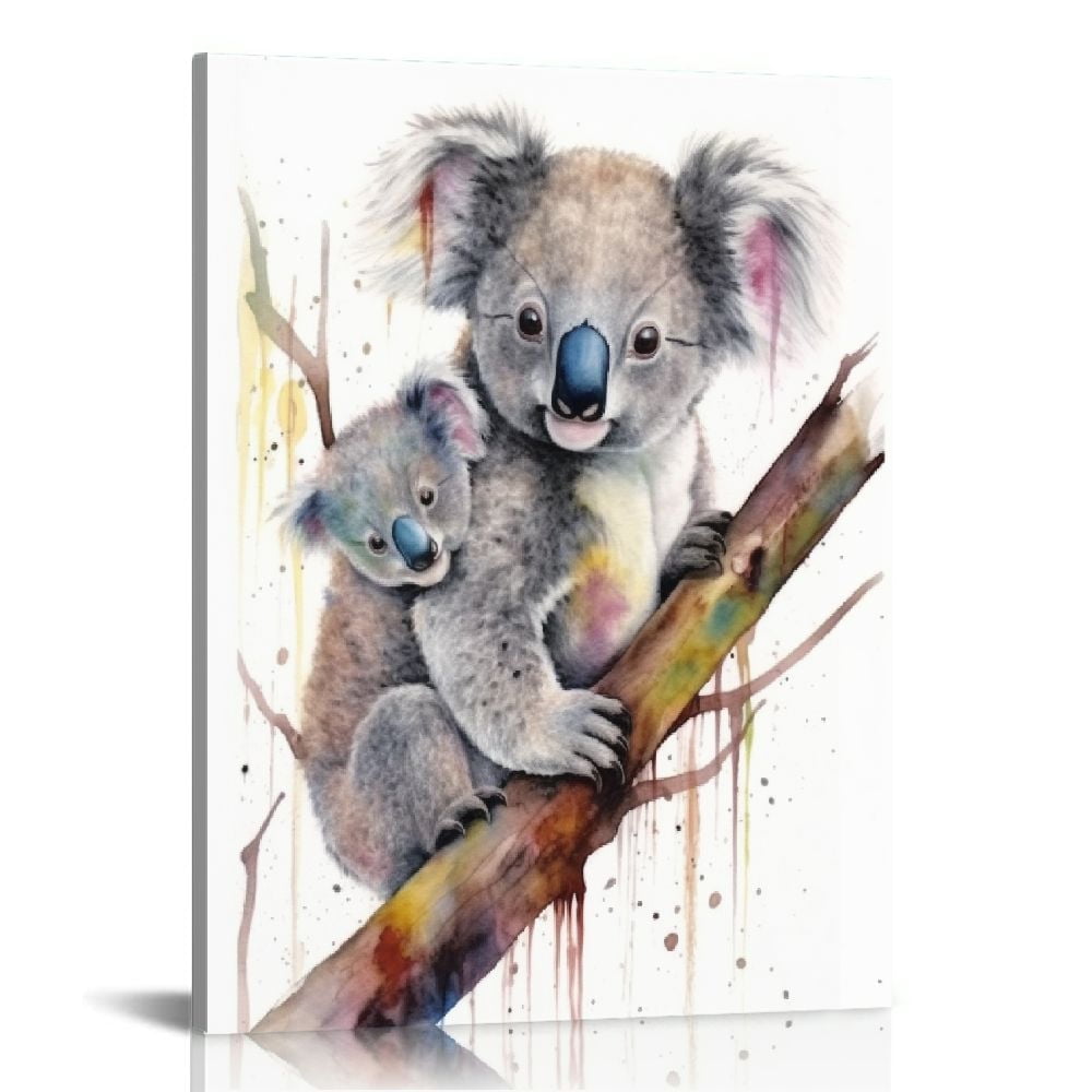 JRXY Koalas Wall Art Print Funny Cute Mother Koala and Baby Koala on ...