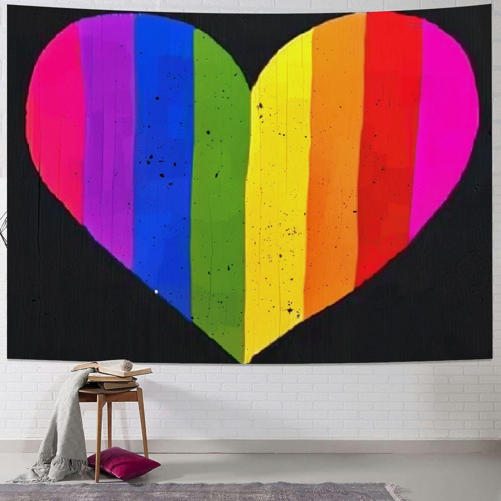 JRXY LGBT Rainbow and Bisexual Pride Flag Heart Tapestry Wall ...