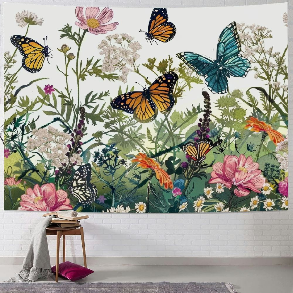 JRXY Leaf Butterfly Tapestry Wall Hanging, Sage Green Leaves and ...