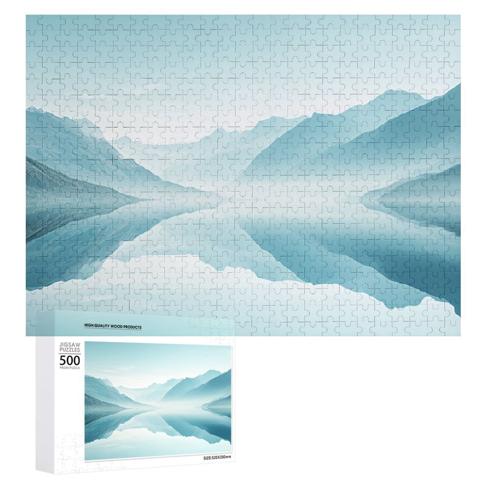 JRXY Light Blue and White Minimalist Purity Wooden Jigsaw Puzzle for ...