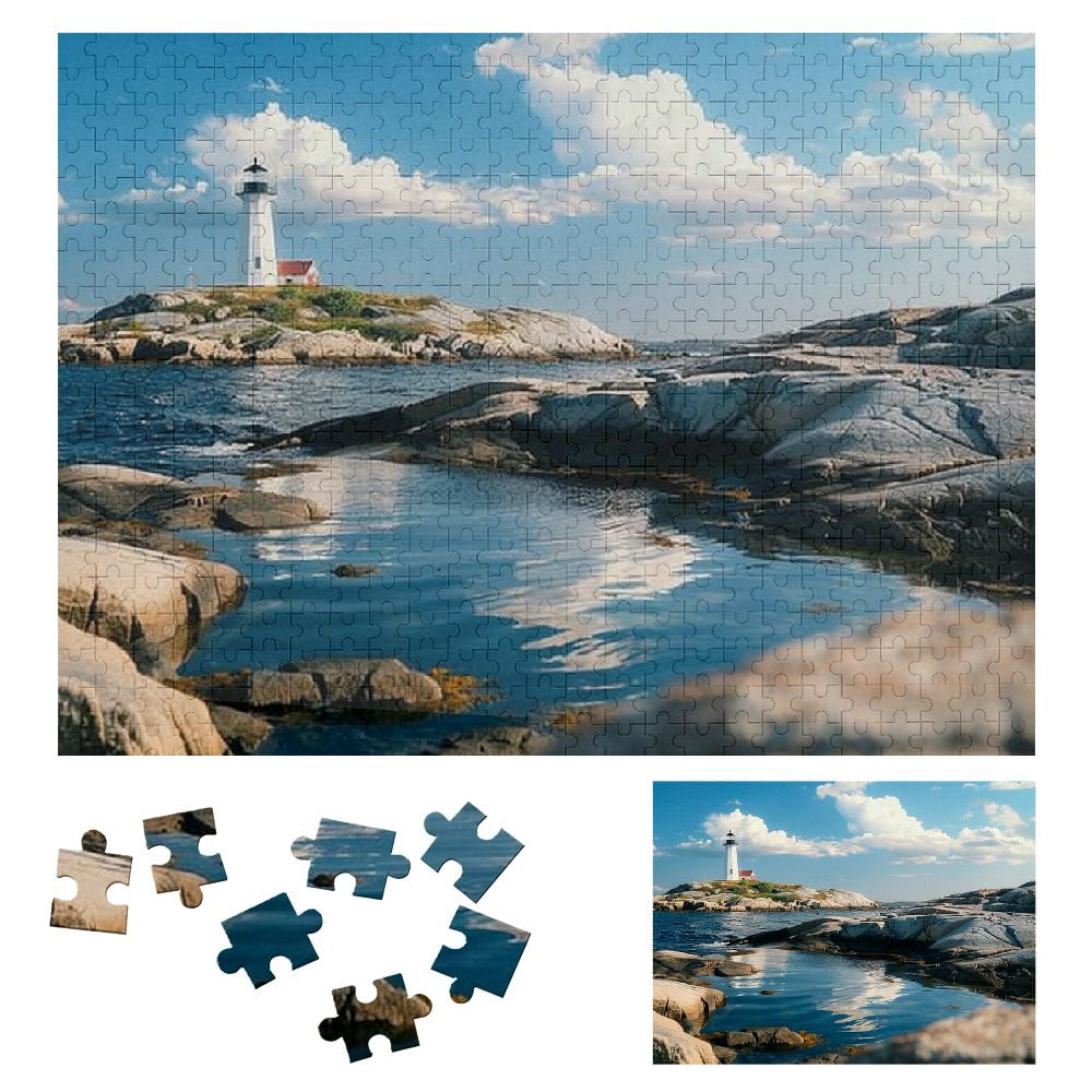JRXY Lighthouse Rocks Water Wooden Puzzle Challenging Difficult Wood ...