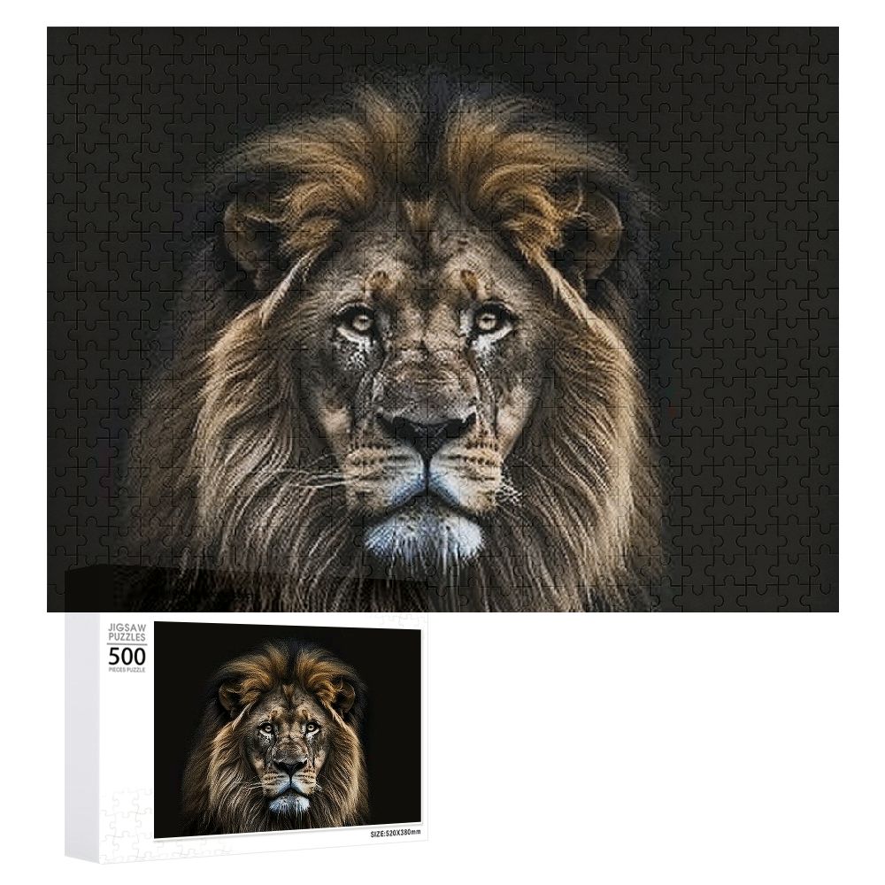 JRXY Lion Dark Black Background Wooden Jigsaw Puzzle Leisure Game Toy ...