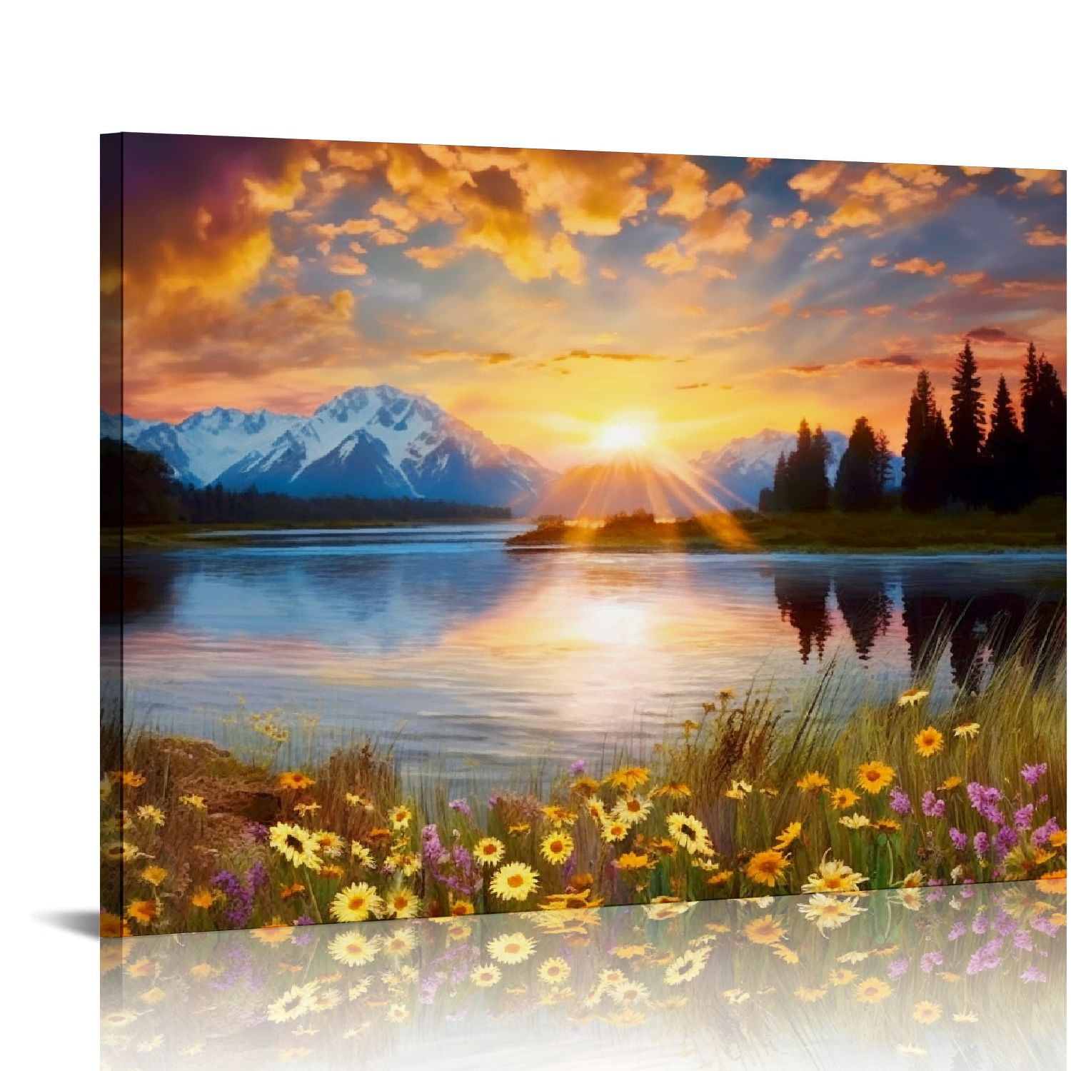 JRXY Living room natural mountain wall art, national park sunflower ...