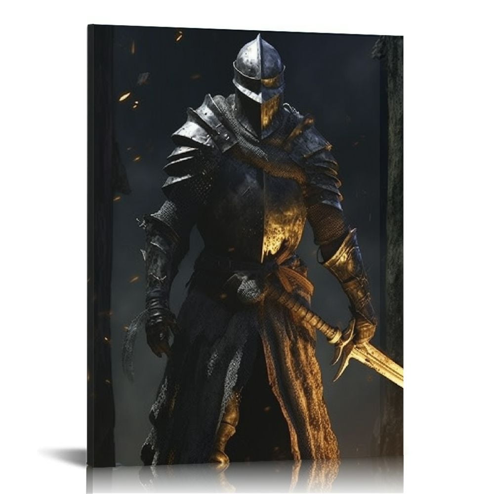 JRXY Medieval Warrior Shield Saber Canvas Wall Art Framed Printed on ...