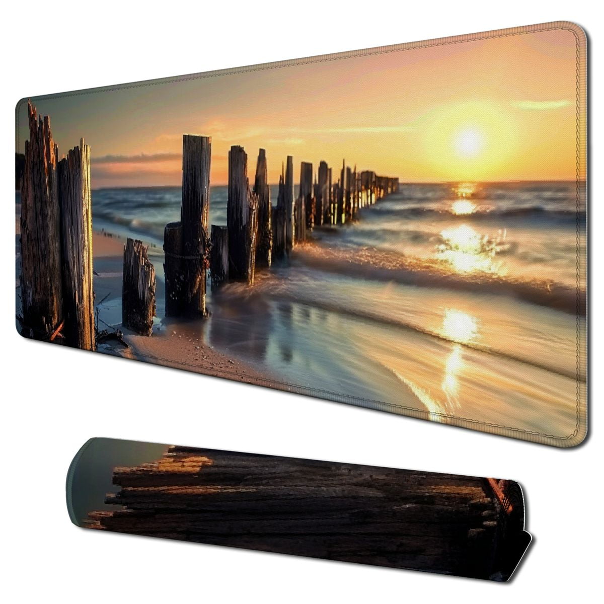 JRXY Modern Beach Sunset Scene Mouse Pad, Extended Size 31.5 x 11.8 ...