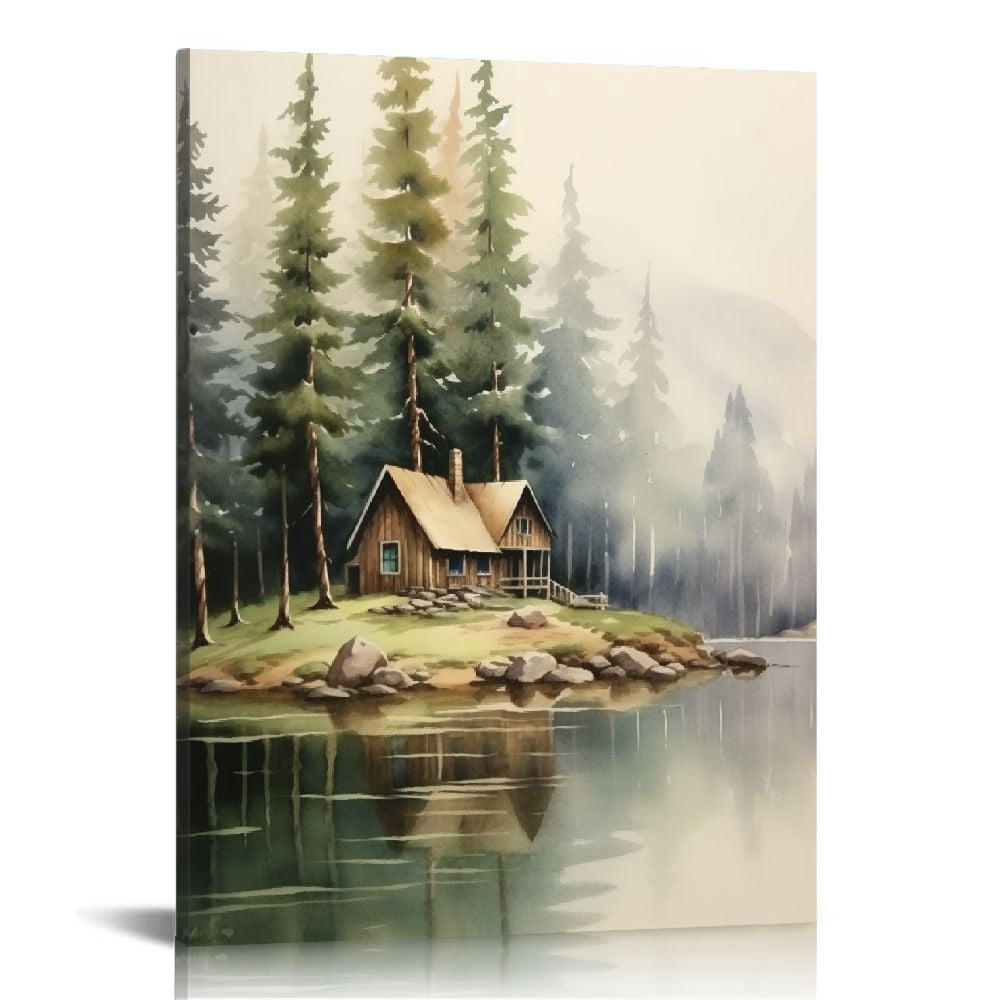 JRXY Natural Scenery Wall Art Tree Landscape Painting River Nature ...