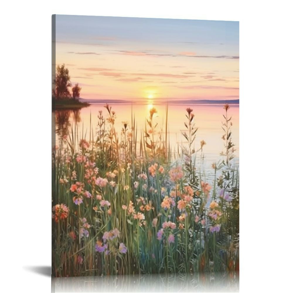 JRXY Nature Landscape Canvas Wall Art: Modern Lake Picture Print ...
