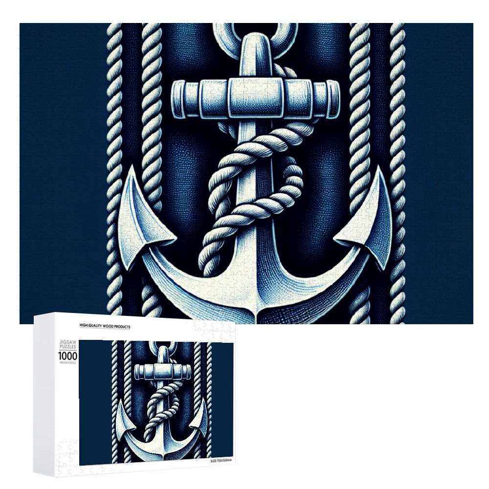 JRXY Nautical Sailing Navy Blue with Anchor Compass Pattern Rectangular ...